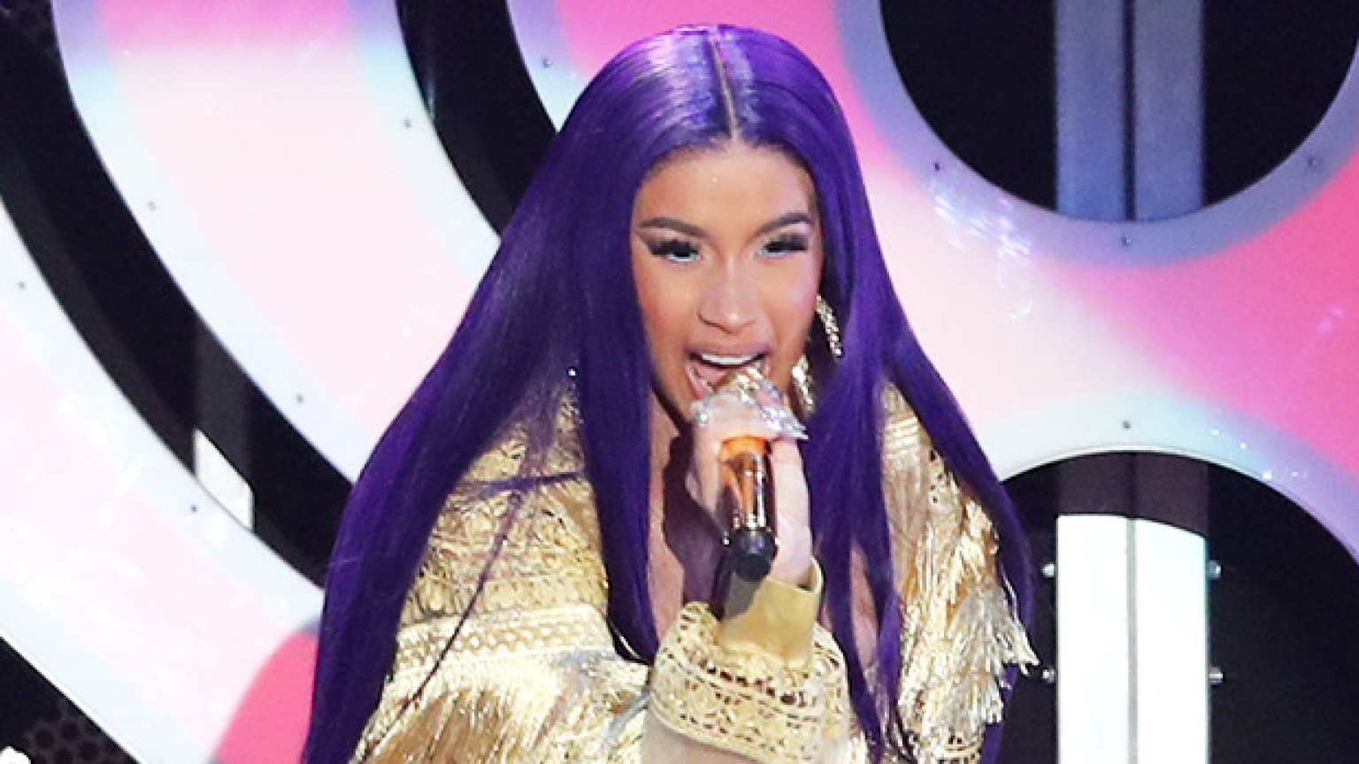 Cardi B Shows Kulture Wearing Purple Wig In Video On Instagram ...