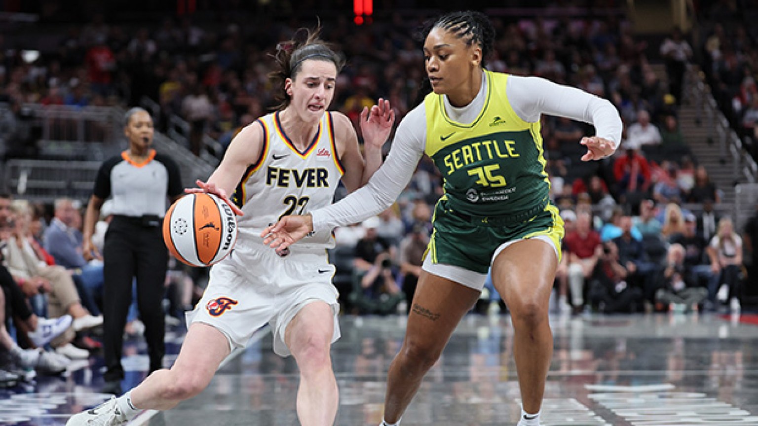 Caitlin Clark and Victoria Vivians Have Intense Moment at WNBA Game ...